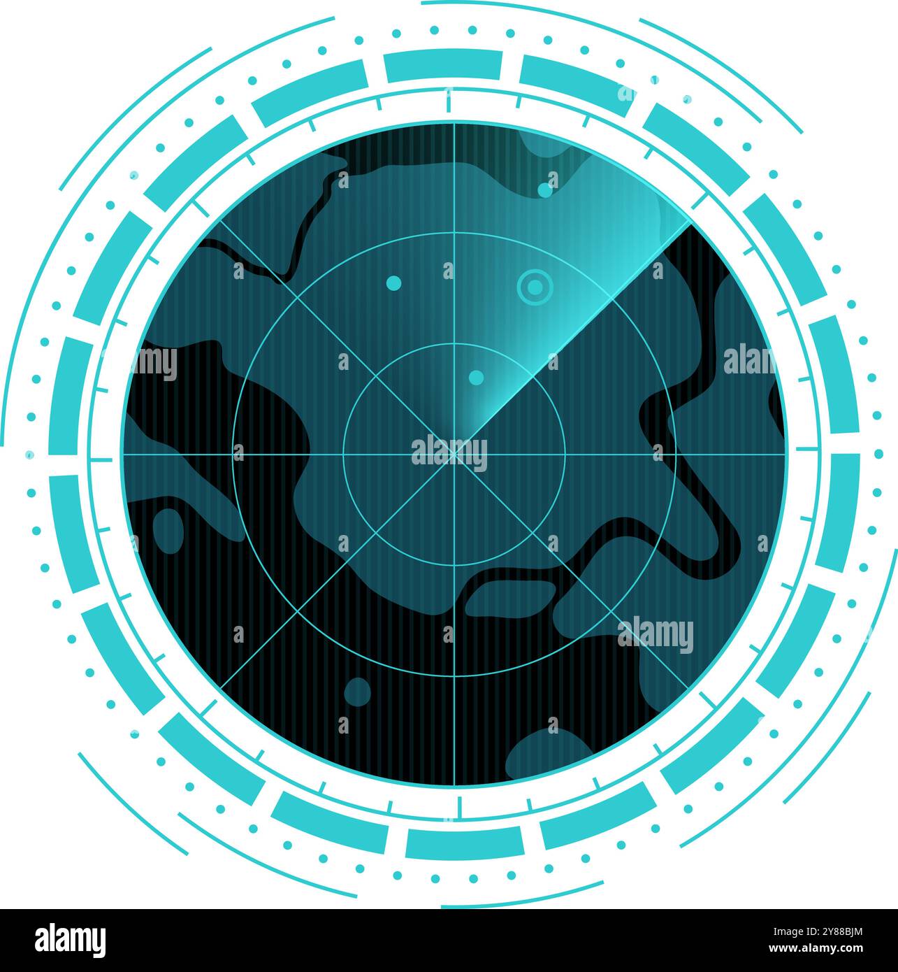 Game navigation radar in futuristic neon hud style isolated on white ...
