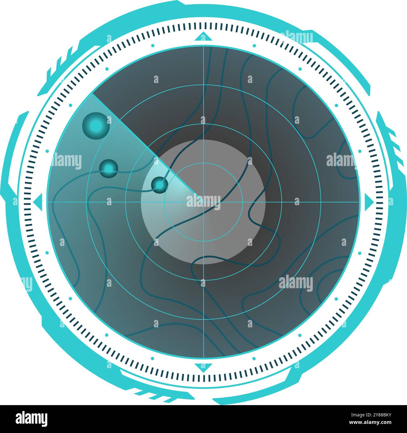 Cyber game sonar navigation element. Futuristic hud isolated on white ...