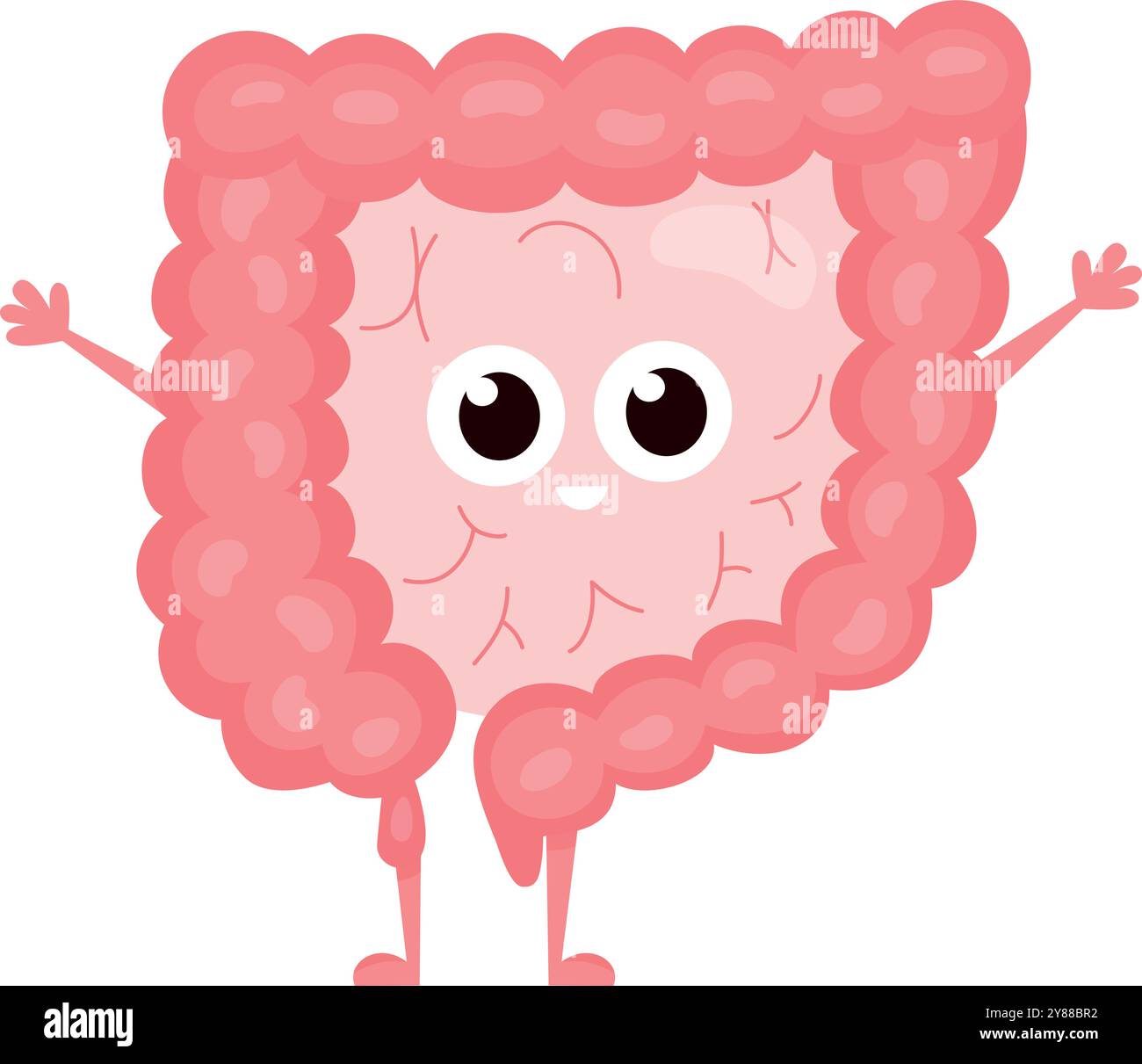 Smiling intestine character. Cartoon happy human organ isolated on ...