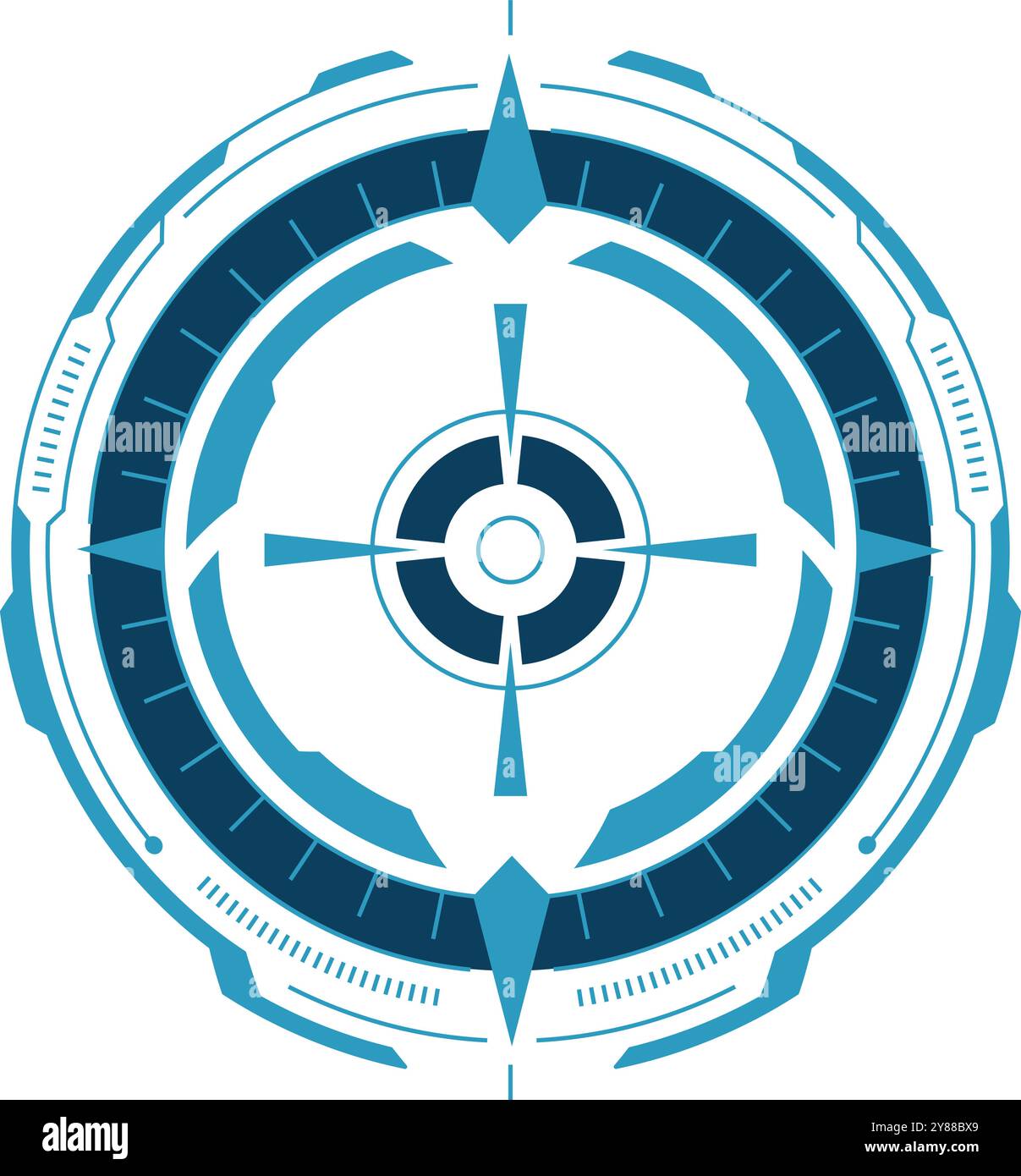 Futuristic game aim. Round cyber focus hologram isolated on white ...