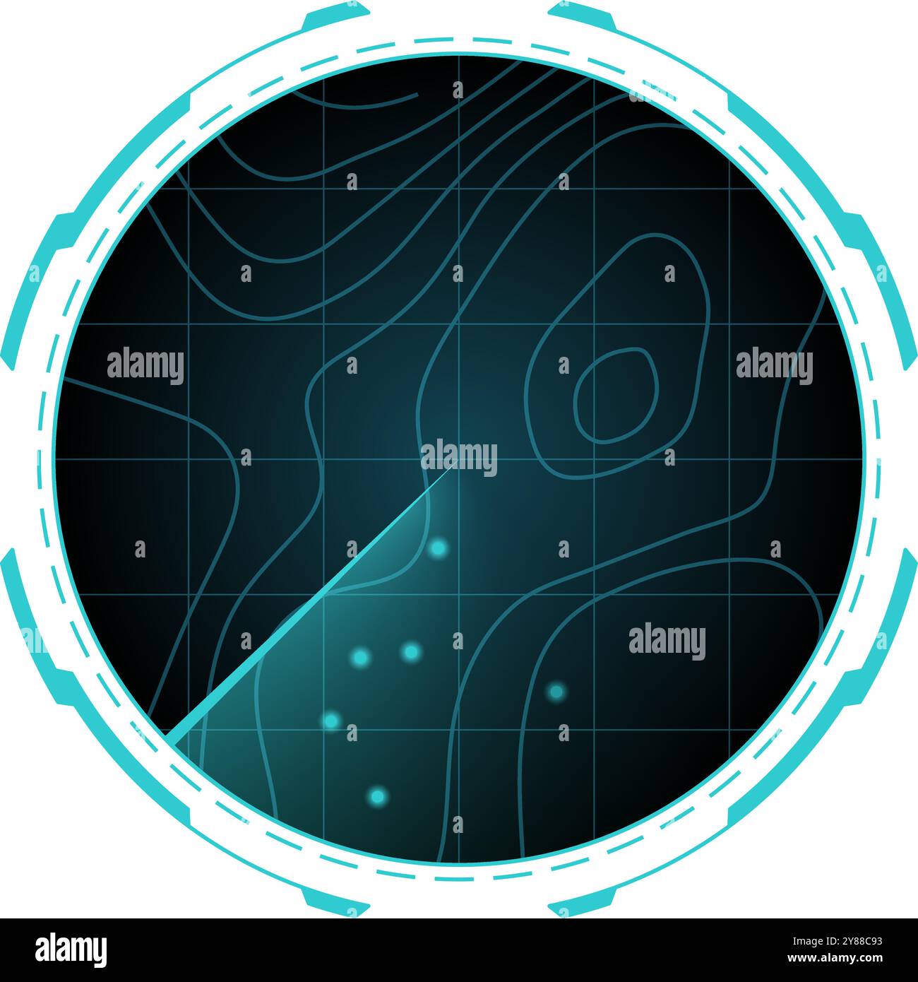 Cyberpunk radar screen. Sonar navigation game ui isolated on white ...