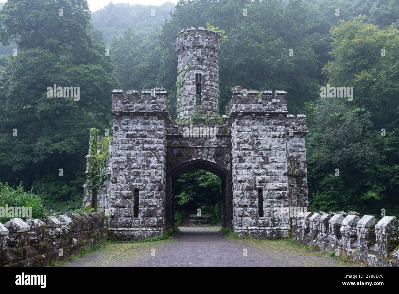 Abandoned Ballysaggartmore Towers Surrounded by Misty Woodland in ...