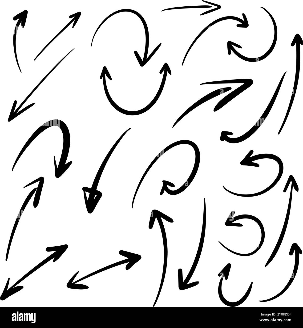 Set of hand drawn arrows. Hand drawn arrows in different directions ...