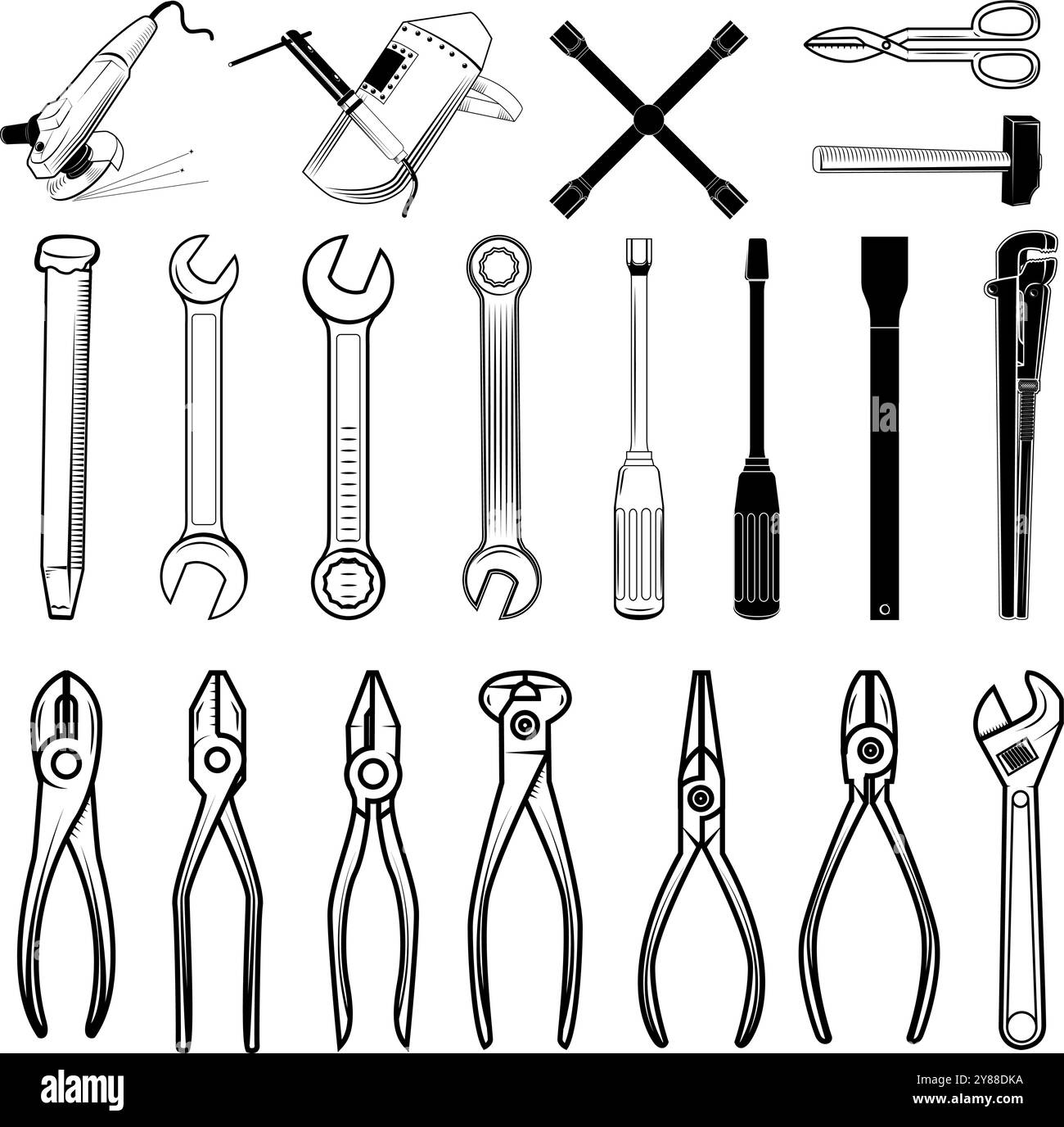 Set of repair tools in vector. Vector elements for logo, label and ...
