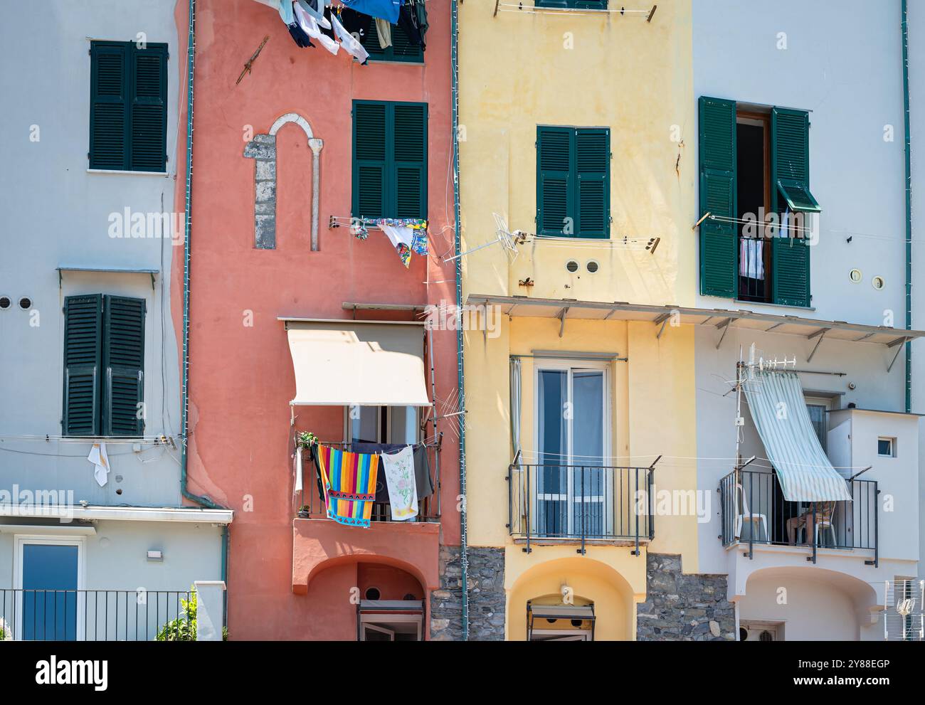 Light colored italian buildings in the historic town of Porto Venere at ...
