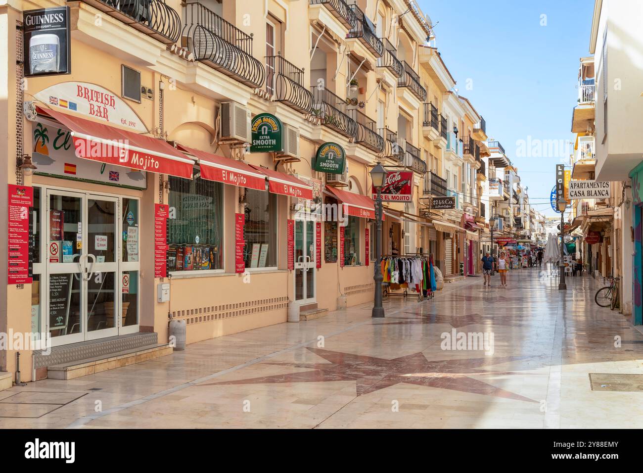 Shopping street with small shops, restaurants and bars in the La ...