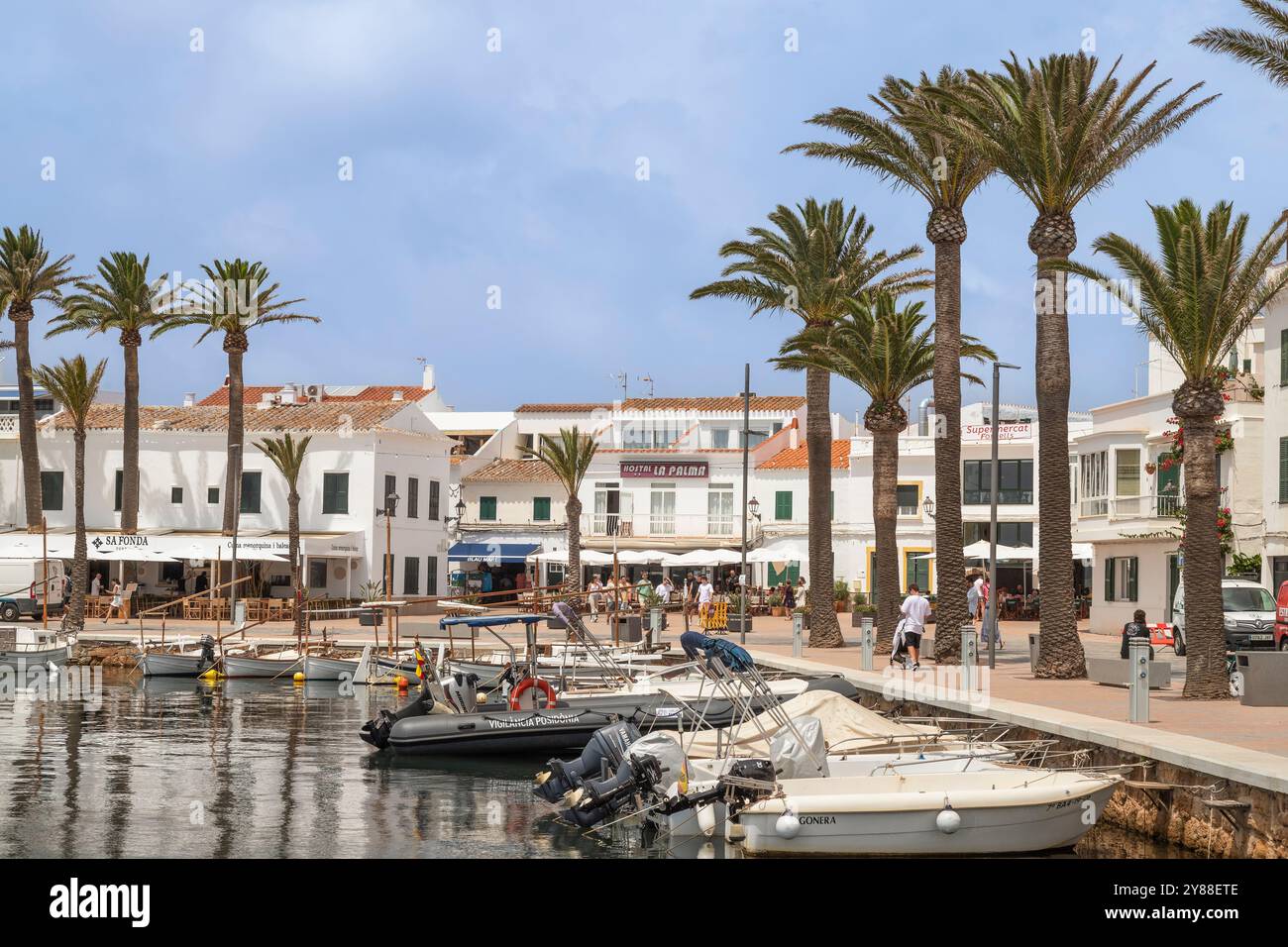 Small fishing village of Fornells on the Spanish island of Menorca ...