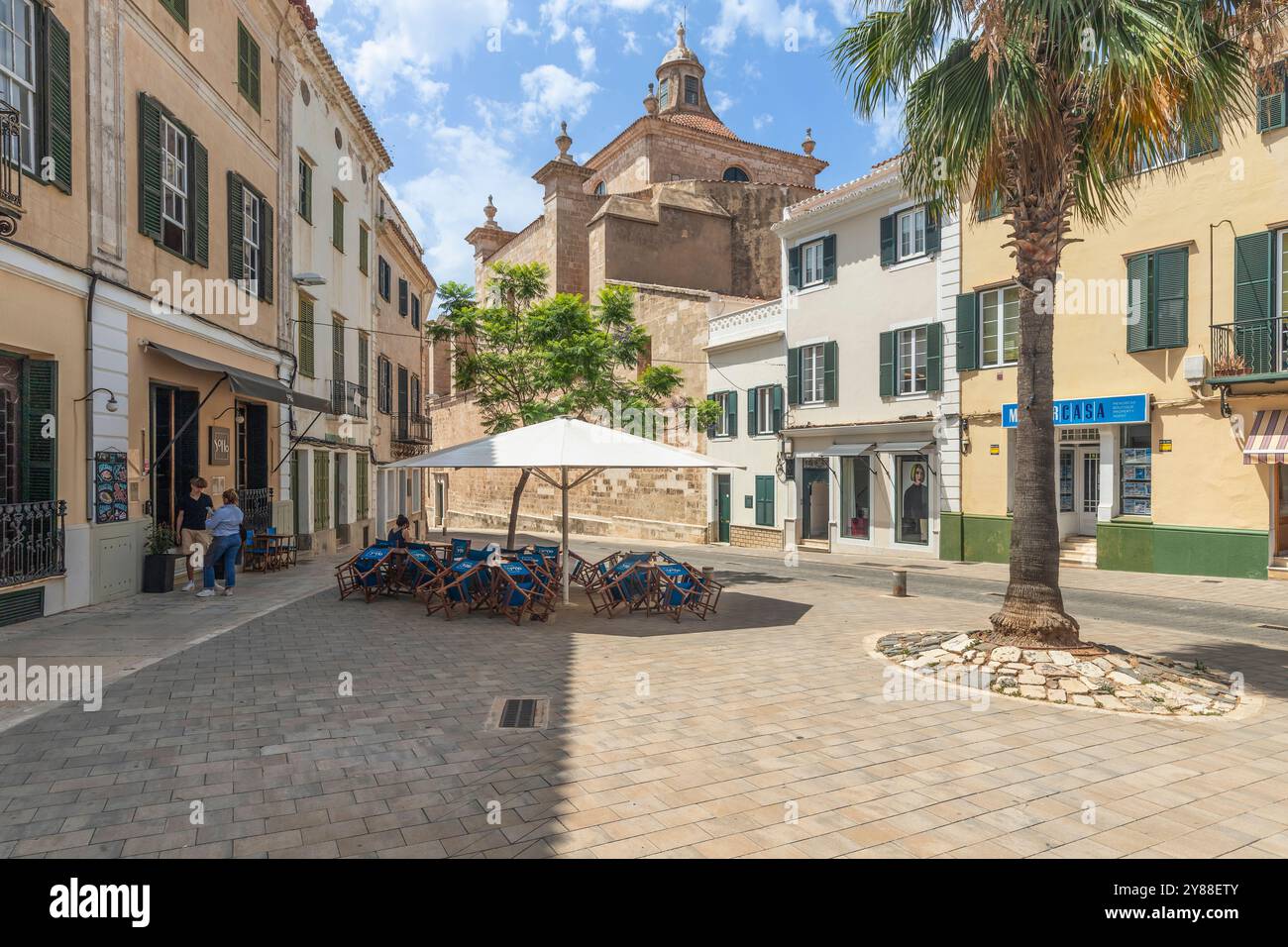 Small square with the church of Iglesia del Carmen in the historic part ...
