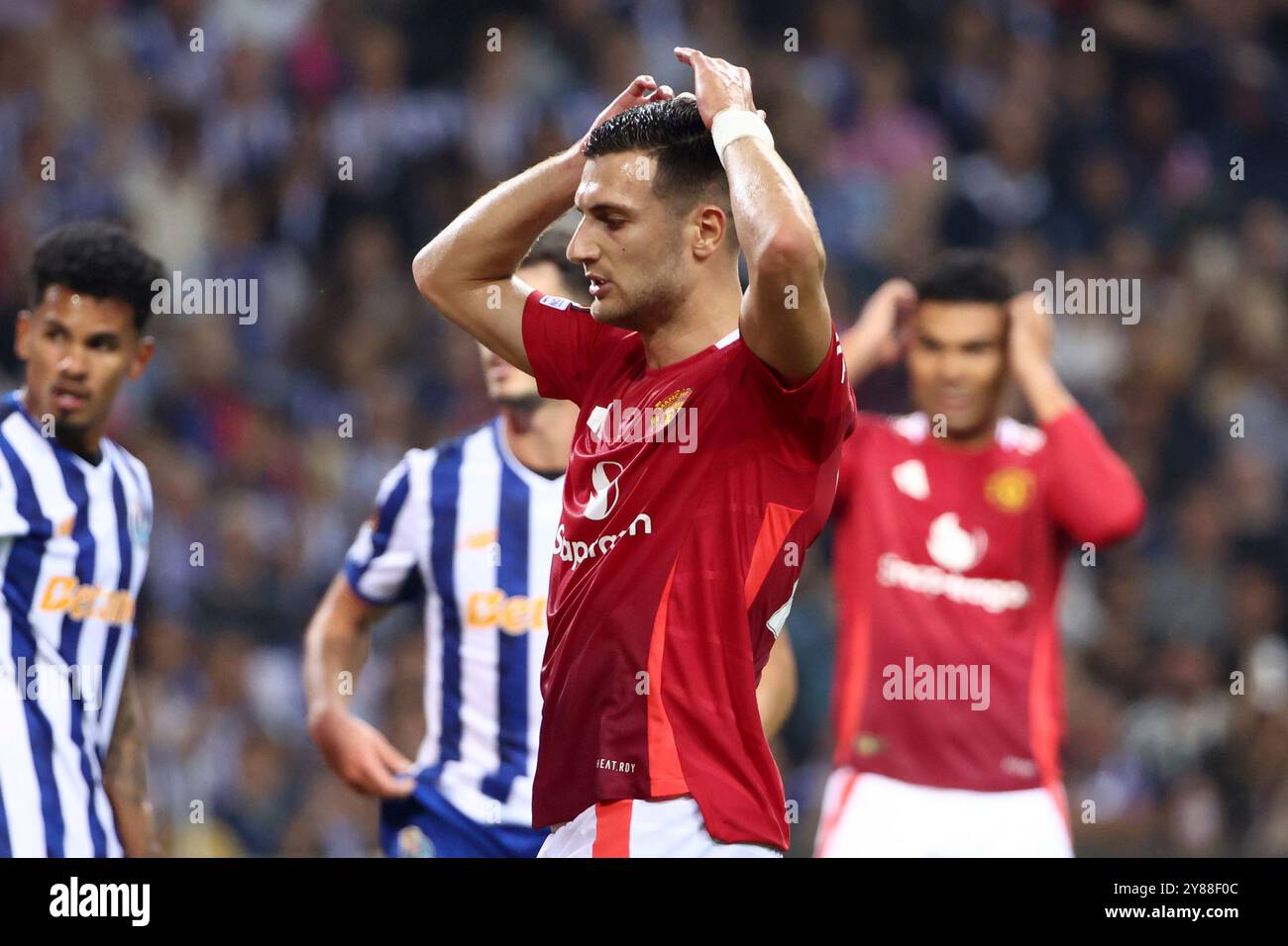 Manchester United's Diogo Dalot reacts after a missed chance to score ...