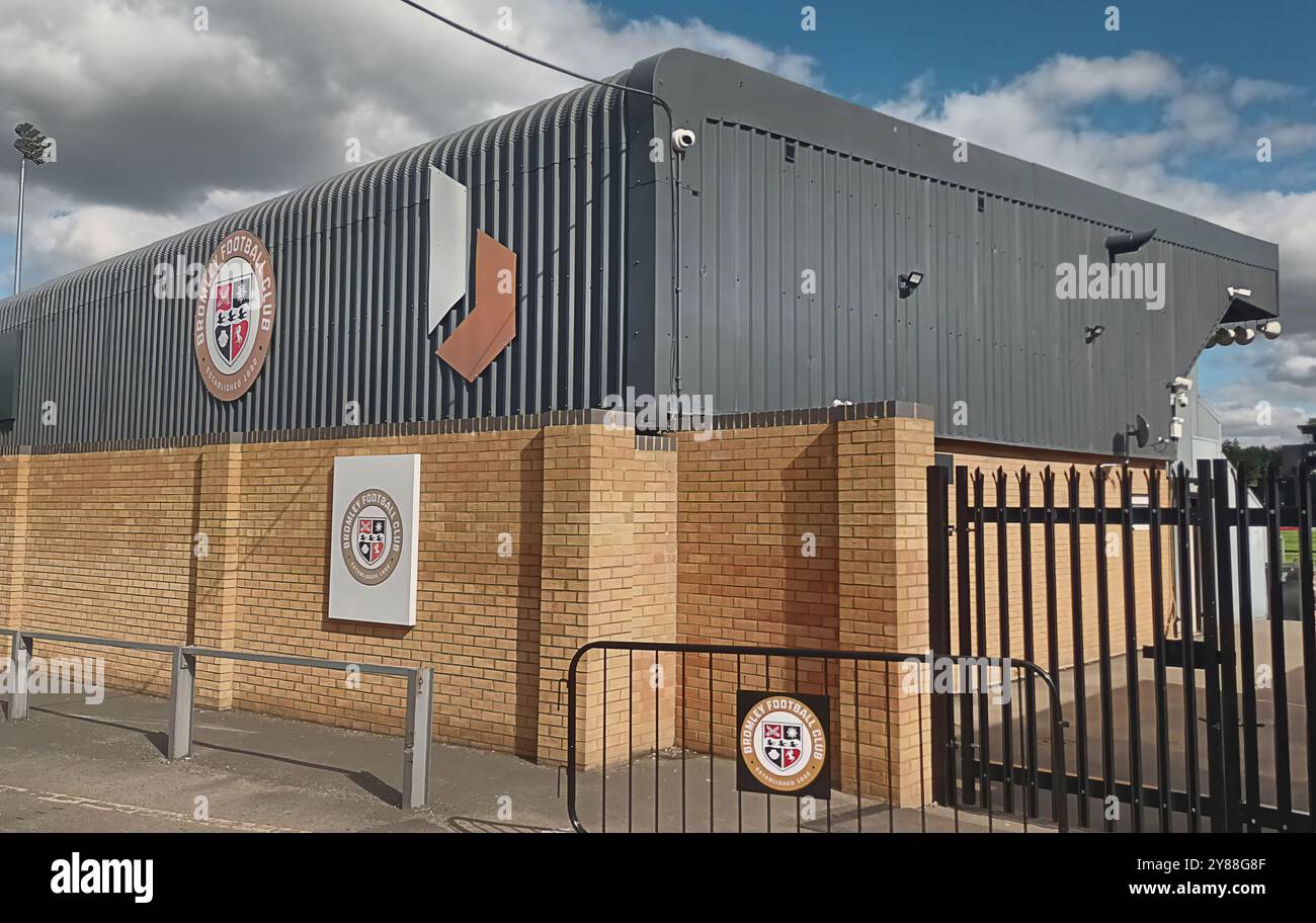The Hayes Lane Stadium is home to Bromley FC in London, UK Stock Photo ...