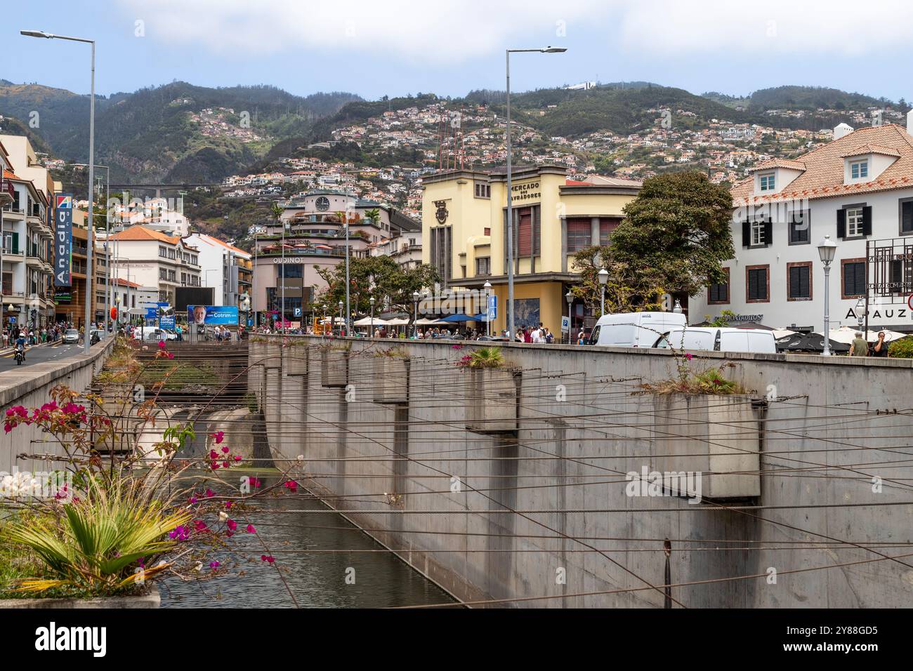 Cityscape of the capital of Funchal on the Portuguese island of Madeira ...
