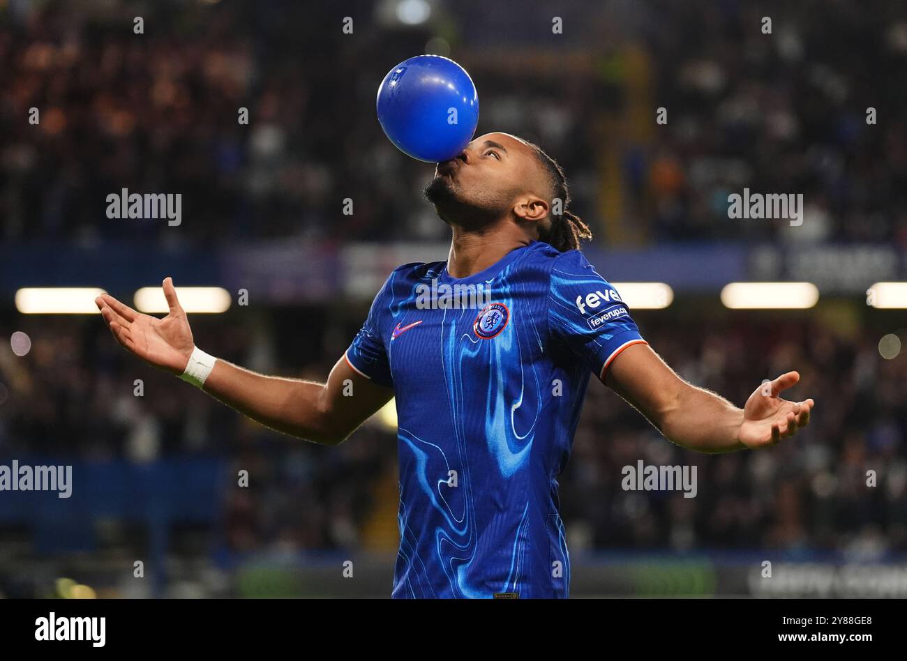 Chelsea's Christopher Nkunku celebrates scoring their side's third goal ...