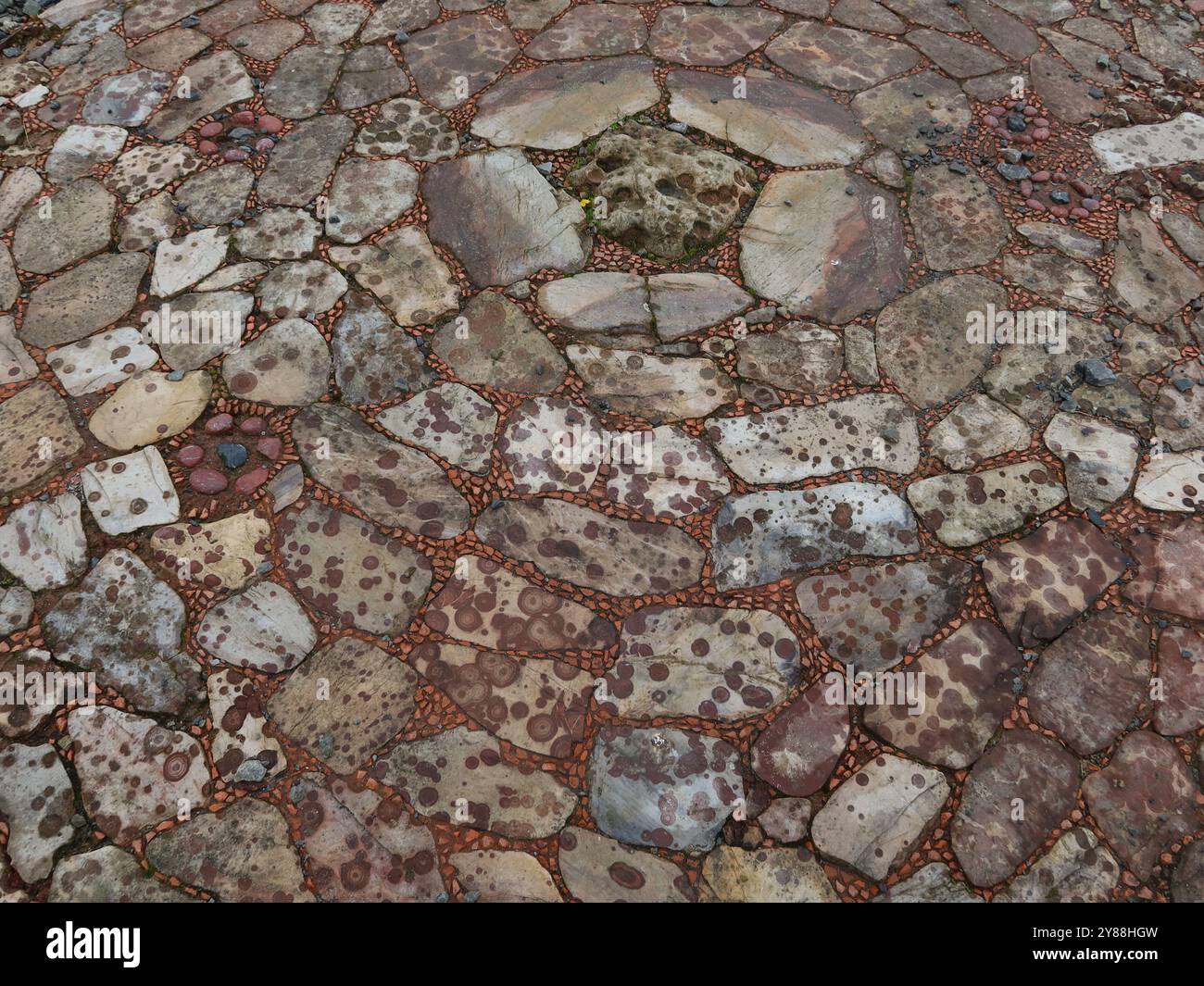 Close up of the stones laid in a circular pattern at Crawick Multiverse ...
