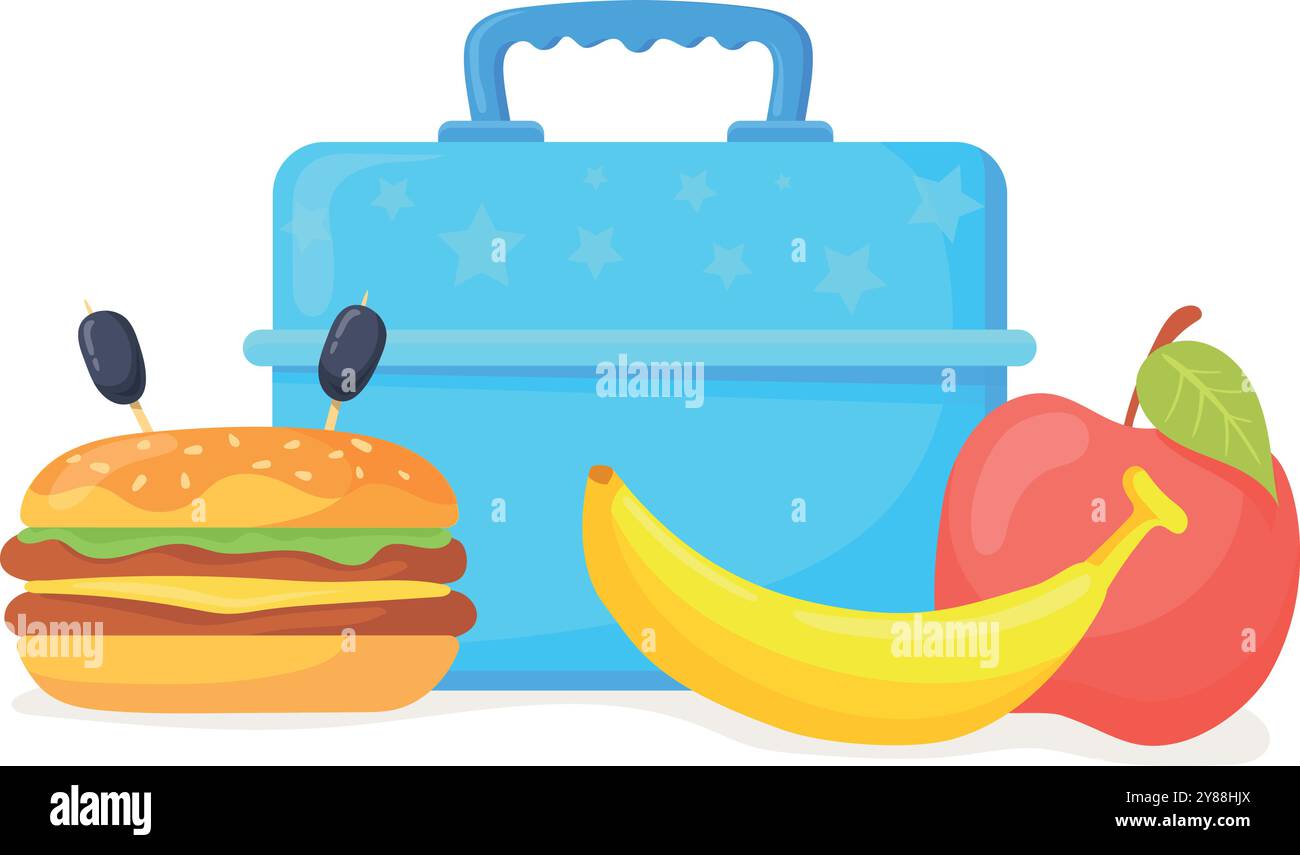 Plastic lunch box cartoon icon. Food snack isolated on white background ...