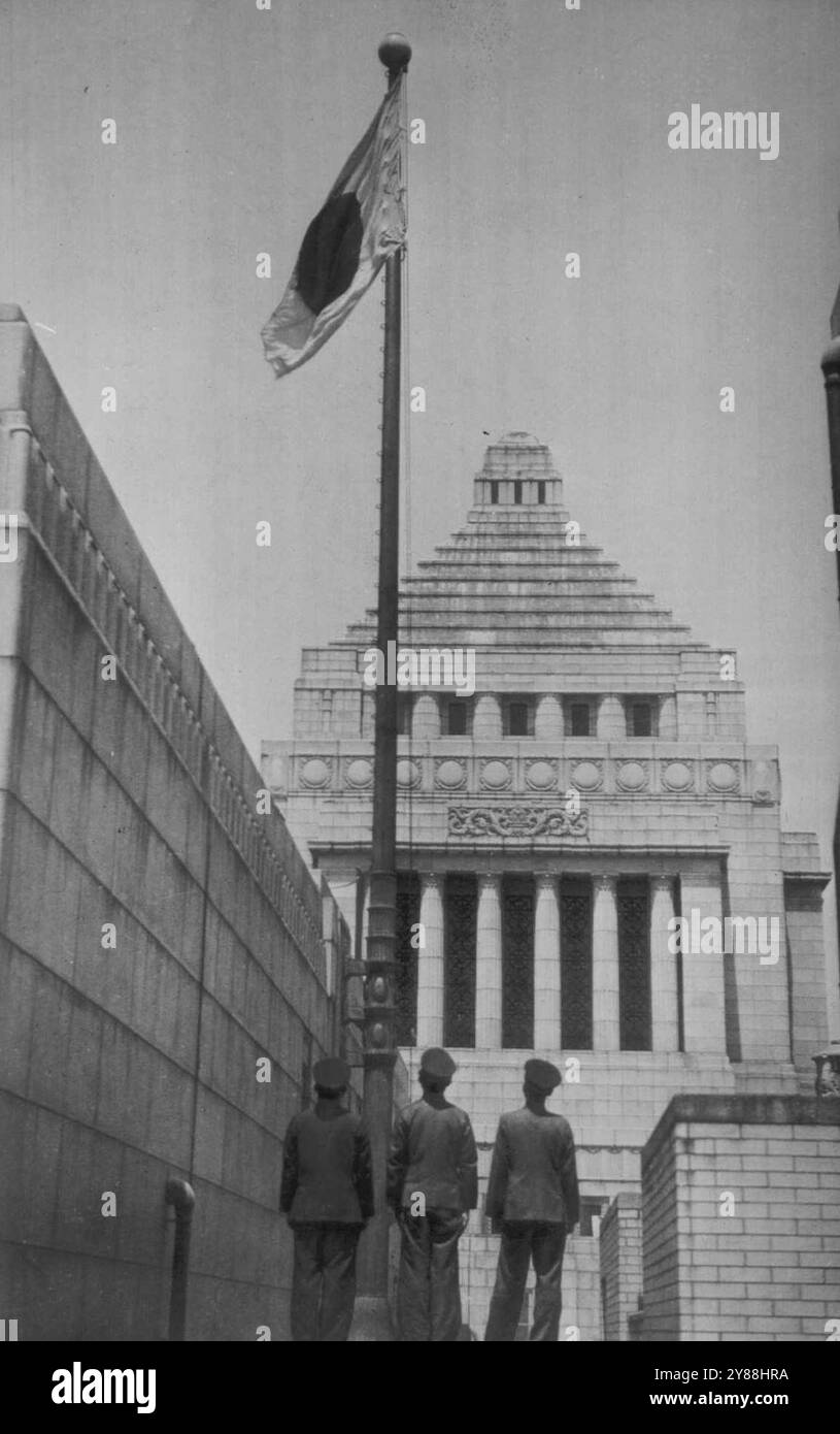 Flag Flies Again Over Tokyo -- The red ball flag of Japan flies over ...