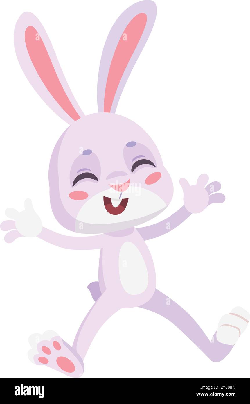 Cheerful easter bunny jumping cartoon Stock Vector Images - Alamy