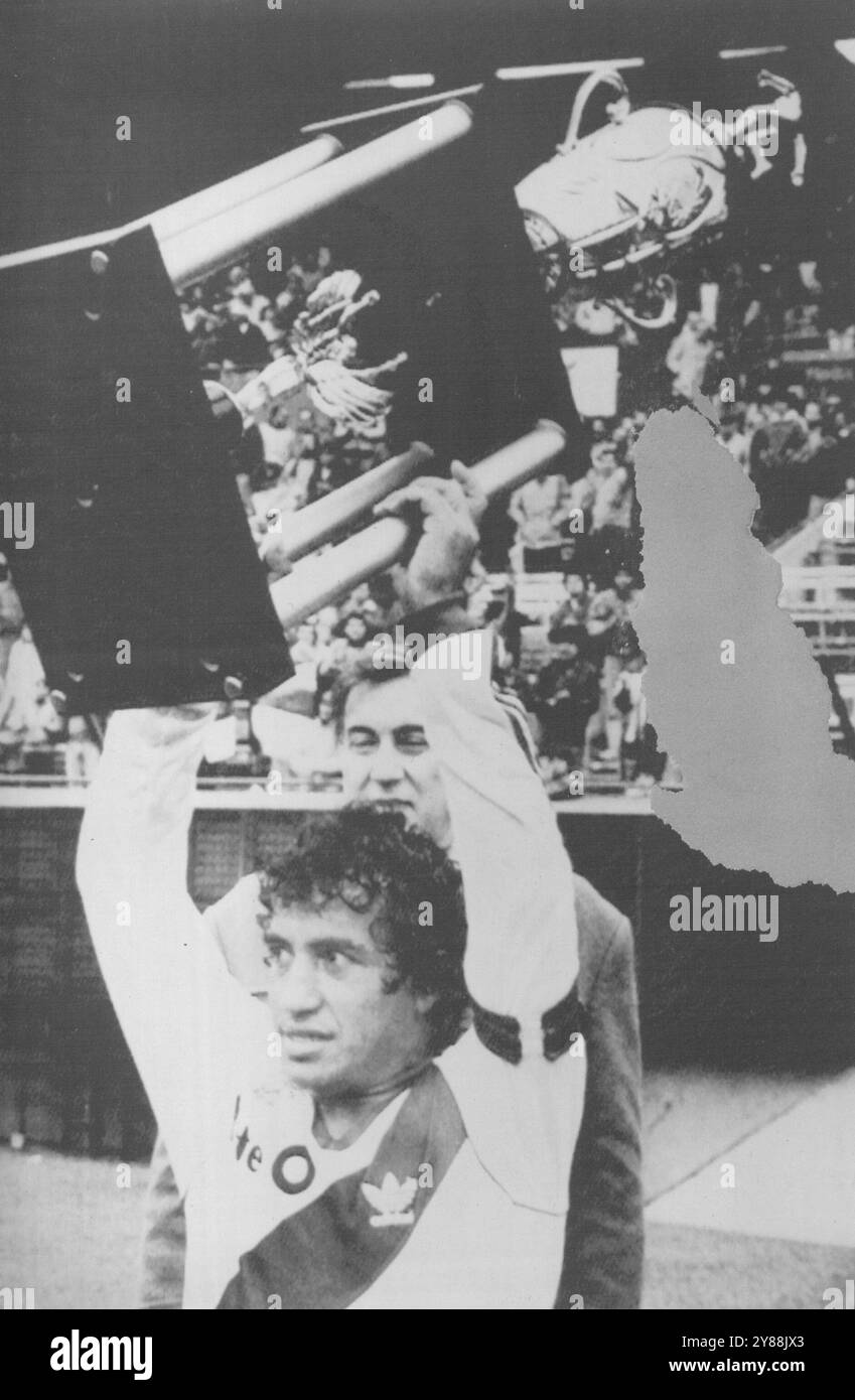 Americo Ruben ***** of River Plate of Argentina soccer team raises the ...