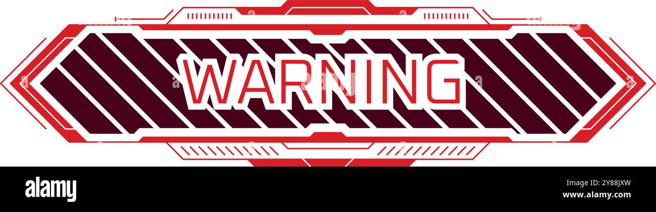 Warning frame. Red cyber hud futuristic window isolated on white ...