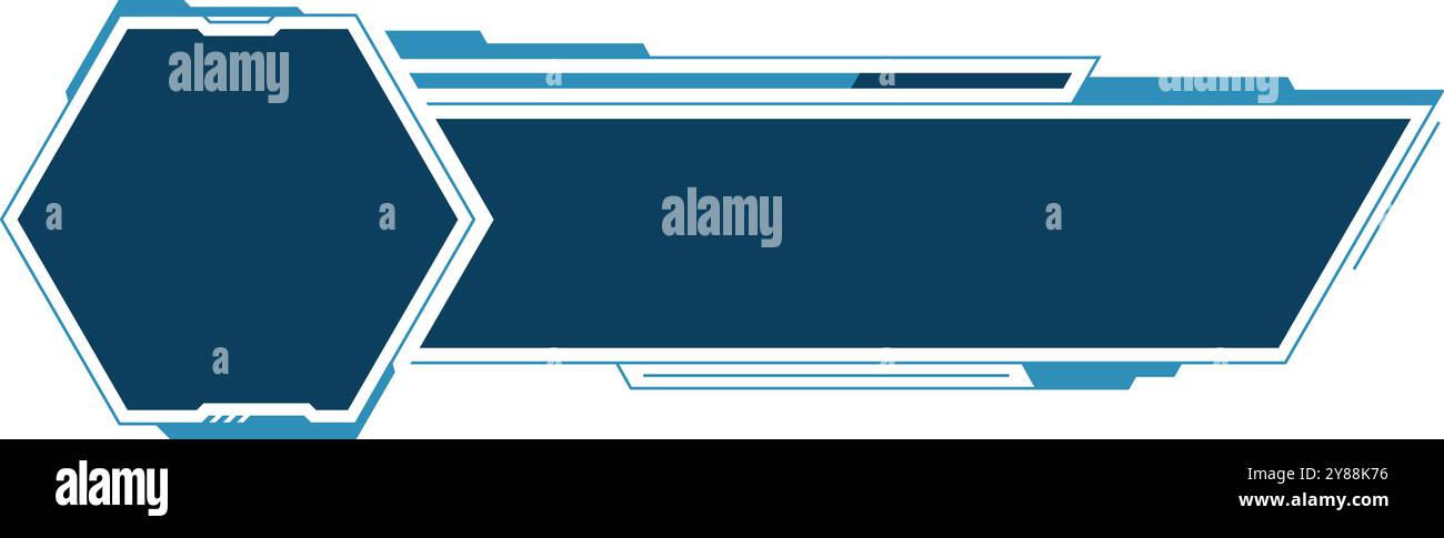 Cyberpunk blue frame. Digital tech hud element isolated on white ...