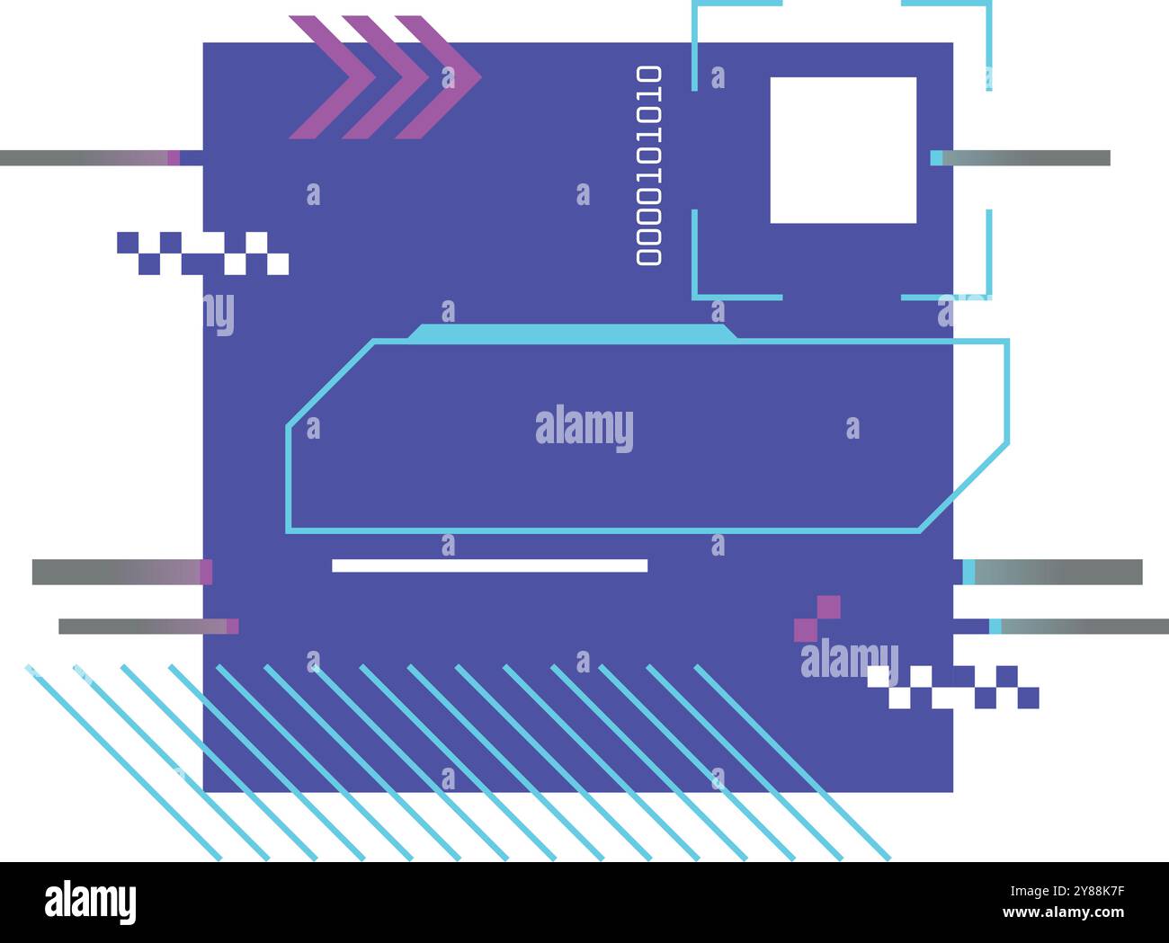 Neon cyber box template. Interface panel in futuristic tech style ...