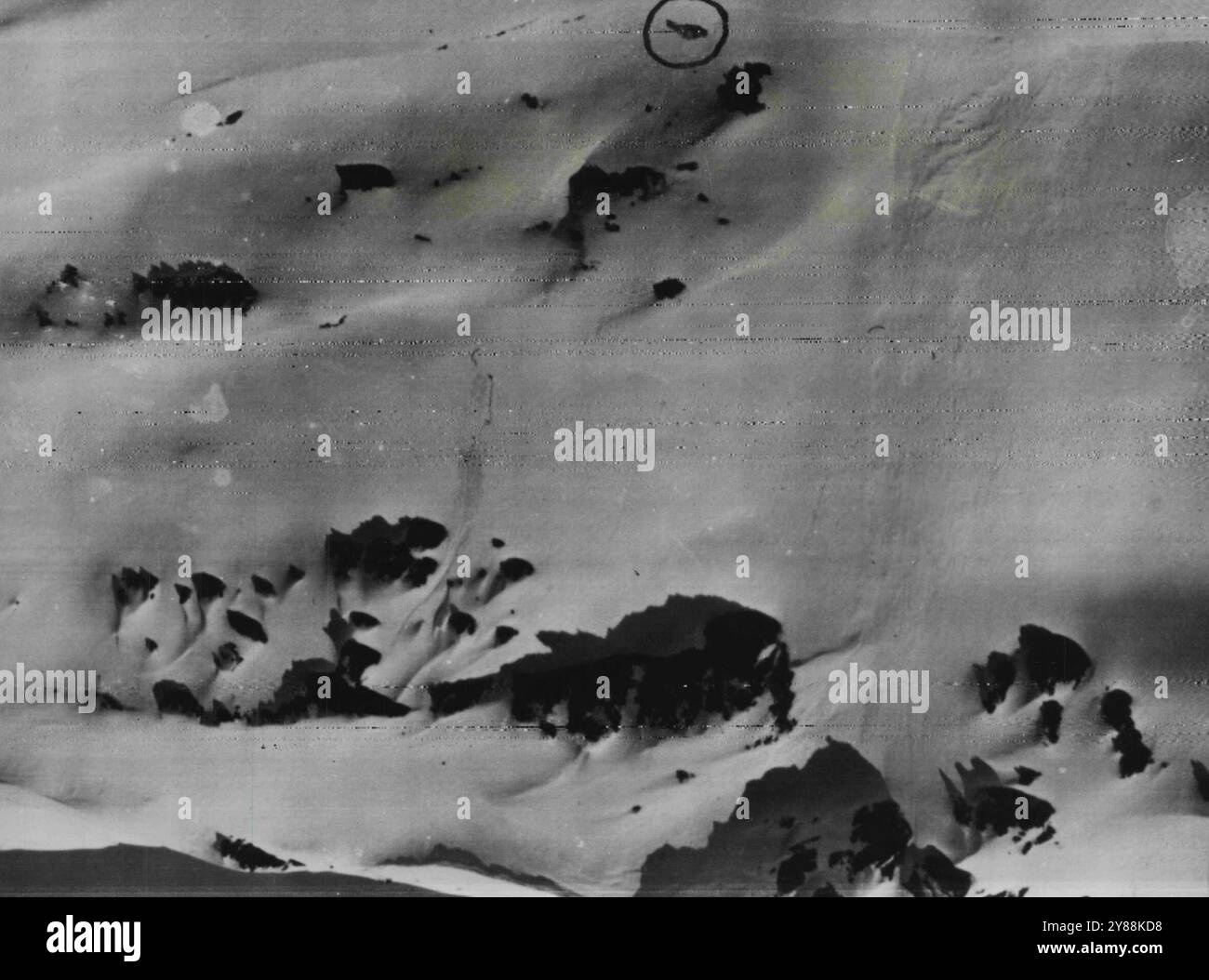 Location of lost passenger plane (ringed) on snowfields of Mount ...