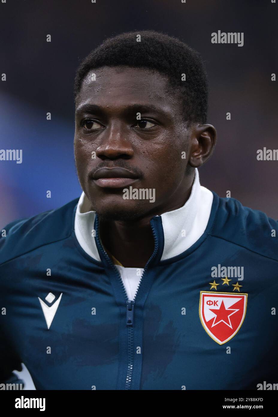 Milan, Italy, 1st October 2024. Nasser Djiga of FC Crvena Zvezda looks ...