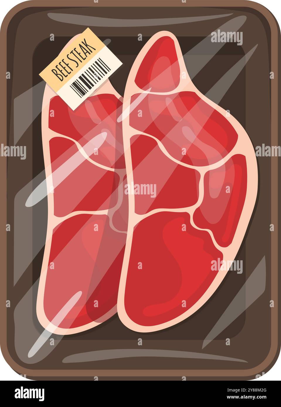 Wrapped beef steak cartoon icon. Raw meat isolated on white background ...