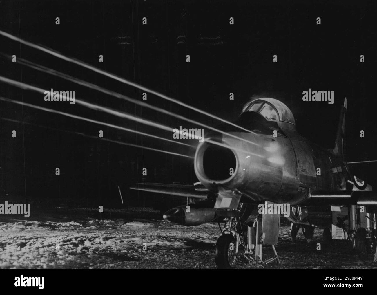 R.C.A.F. Sabre Shows It's Teeth -- The inky darkness of the night gives ...