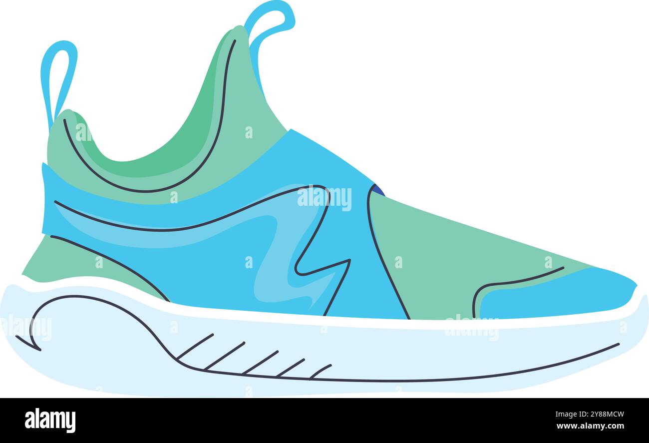 Fashion neon sneaker. Hand drawn funky shoe isolated on white ...