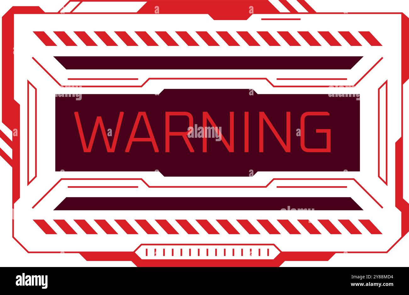 Danger warning message on control panel digital hud isolated on white ...