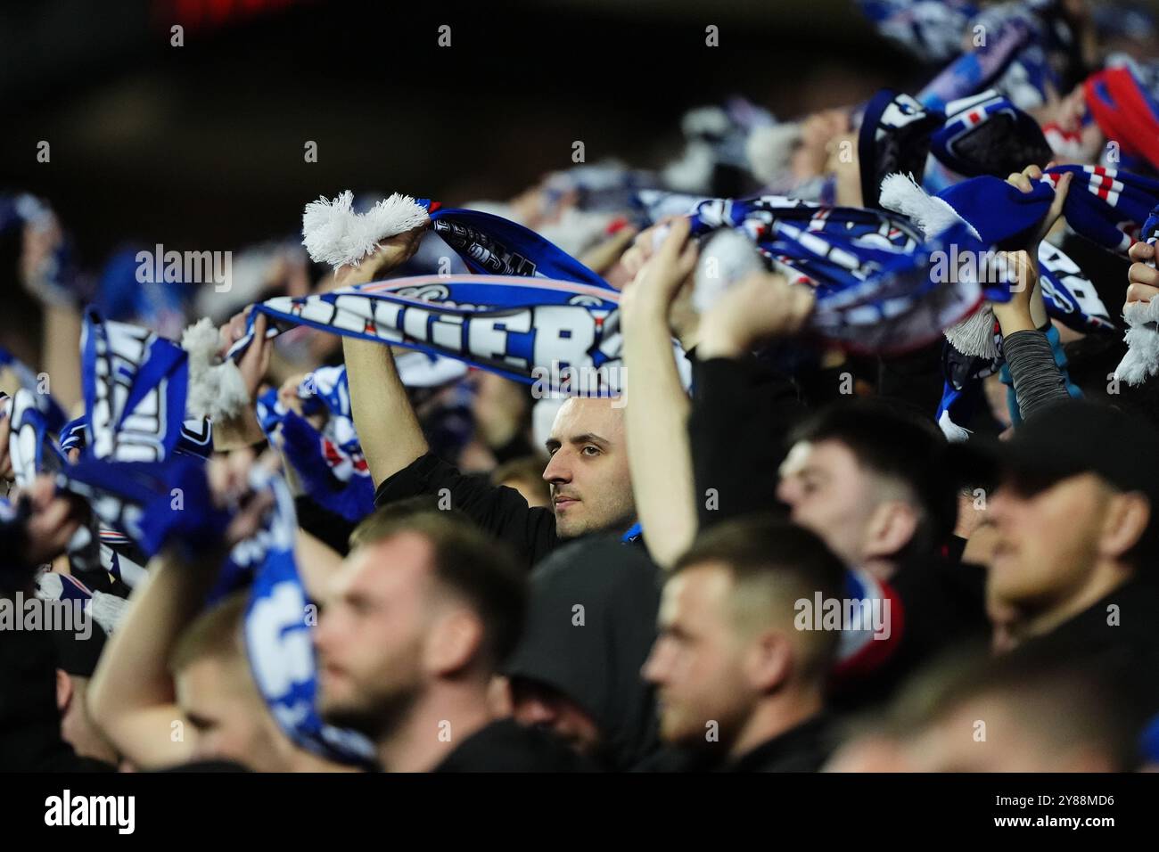 Rangers fans show their support during the UEFA Europa League match at ...