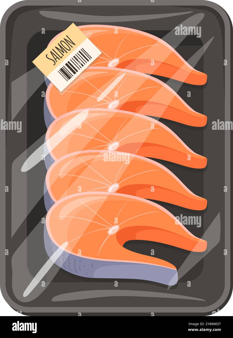 Salmon steak wrap. Fresh raw fish product isolated on white background ...