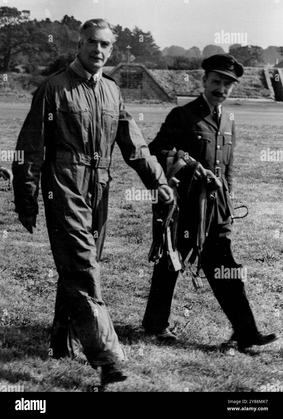 Anthony Eden Flies With Kent Squadron -- Mr. Eden Walks to his aircraft ...
