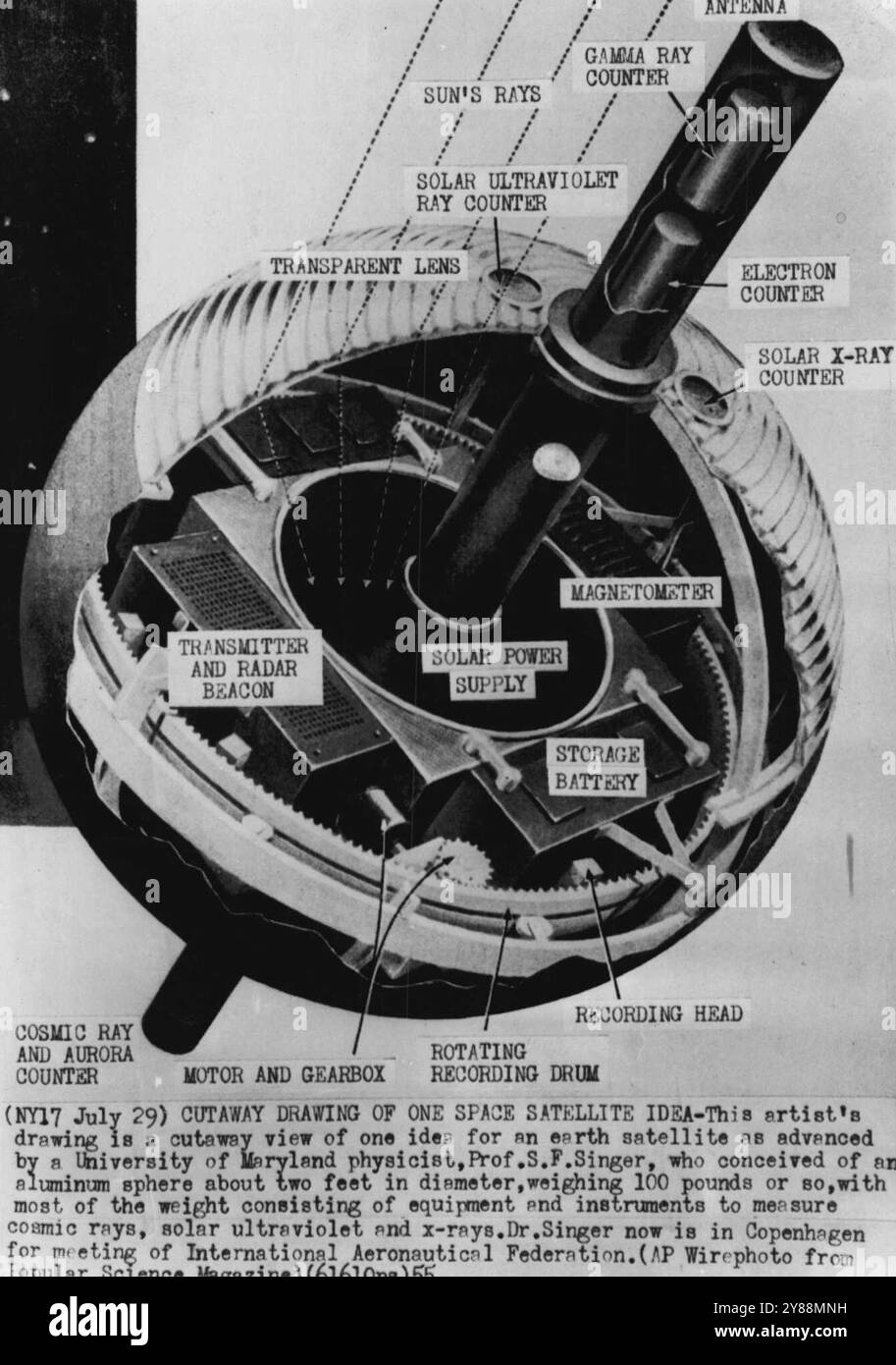 Cutaway Drawing Of One Space Satellite Idea --This artist's drawing is ...