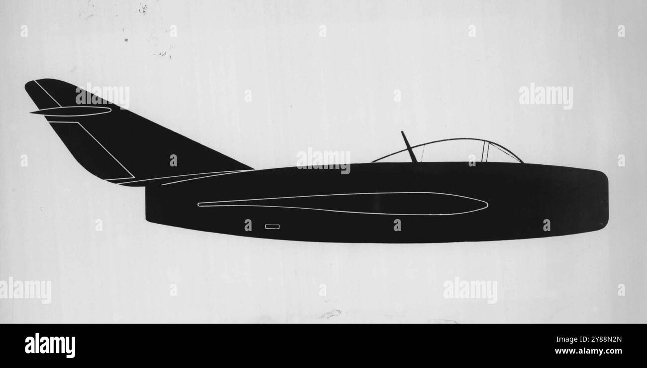 Broadside - This is how the MIG-15 jet fighter appears from a broadside ...