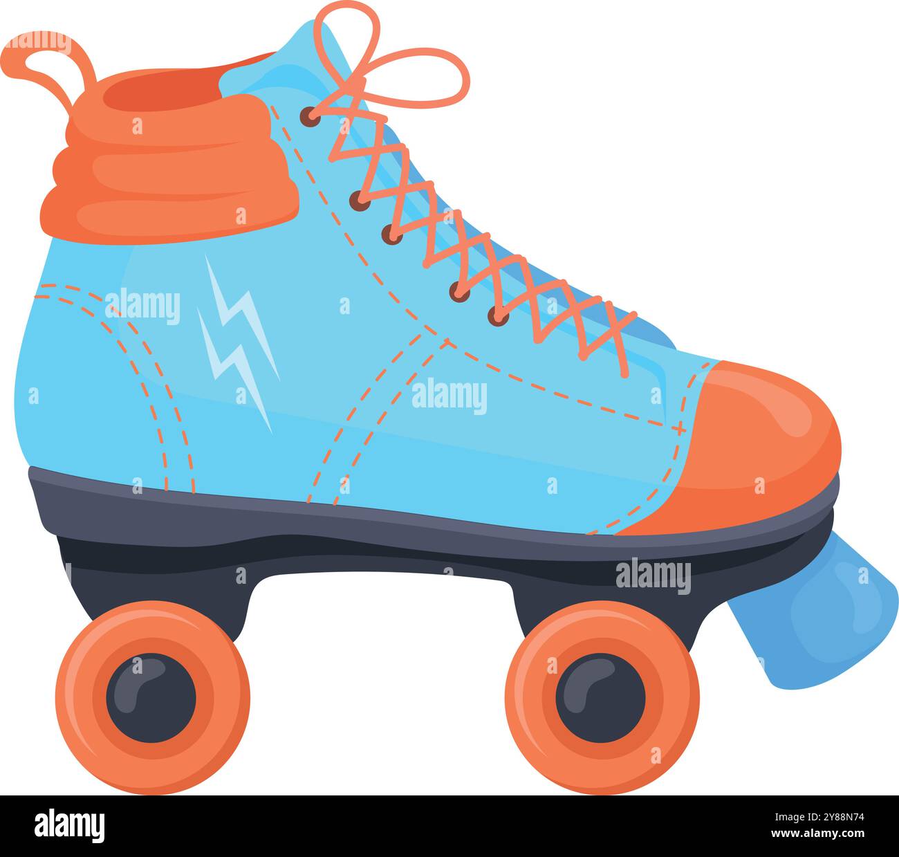 Colorful roller wheels cartoon icon. Retro skater footwear isolated on ...