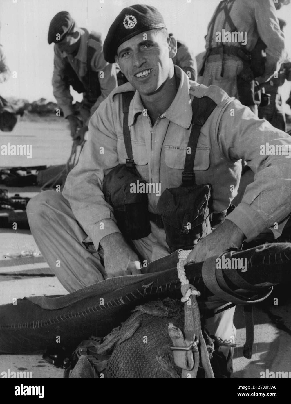 Pte John Fox checks his gear. May 26, 1955 Stock Photo - Alamy