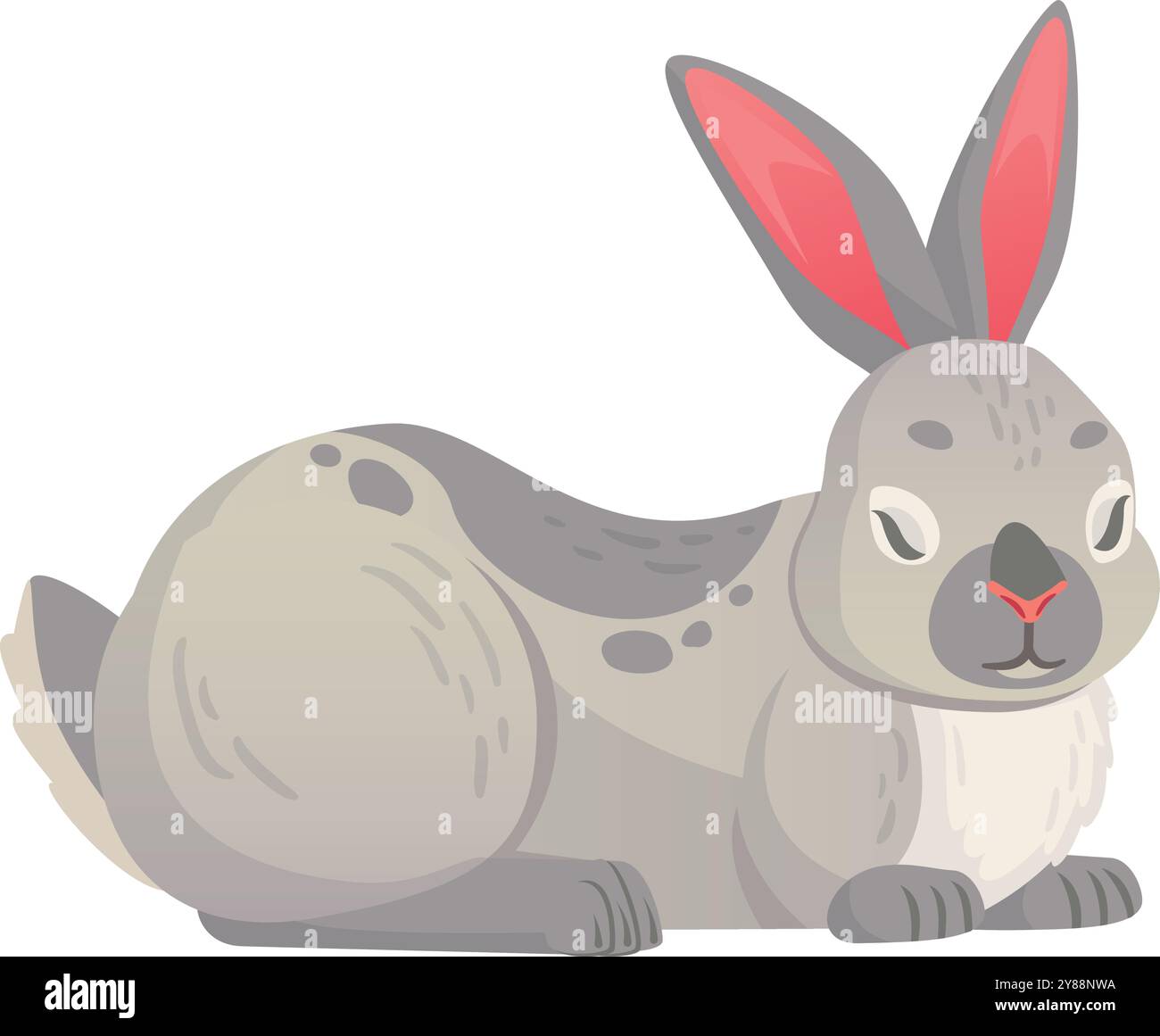 Sleeping hare. Cute gray rabbit cartoon character isolated on white ...