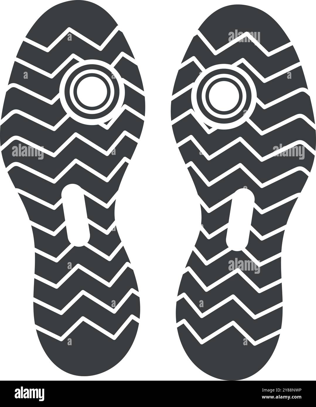 Shoe steps. Black human feet pair print isolated on white background ...