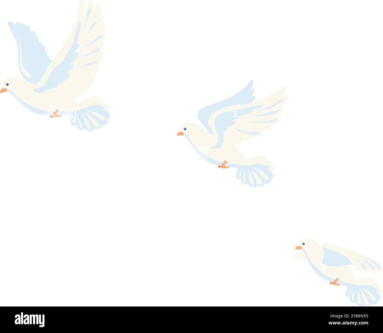 Flying doves. Romantic purity symbol. Peace birds isolated on white ...