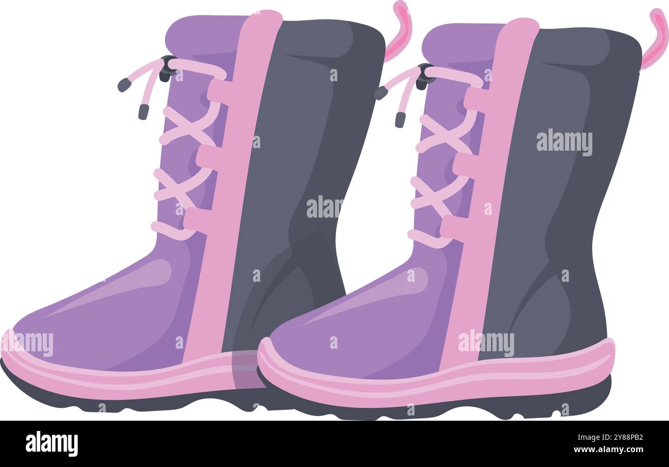 Kid winter boots. Cartoon cold season footwear isolated on white ...