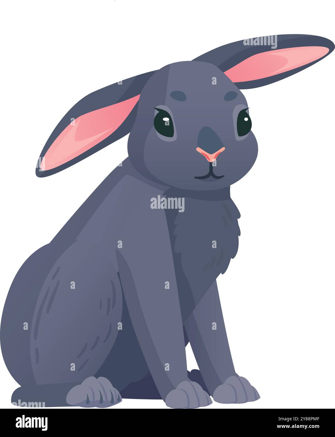 Cute rabbit character. Sitting bunny cartoon mascot isolated on white ...