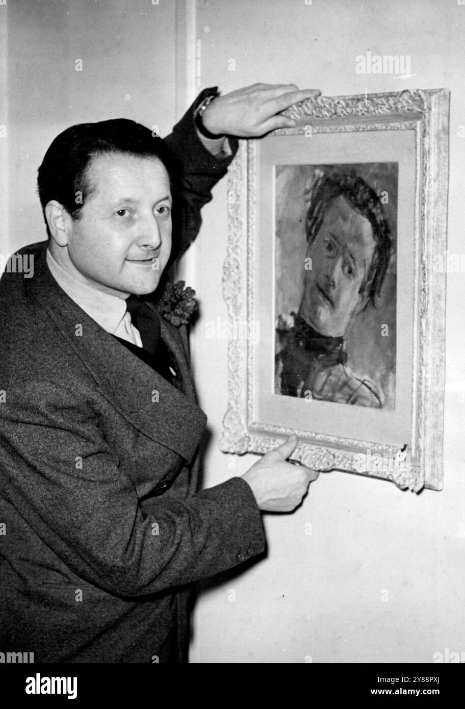 Berea Exhibition in London.Dimitri Berea, with his "Self Portrait" one ...