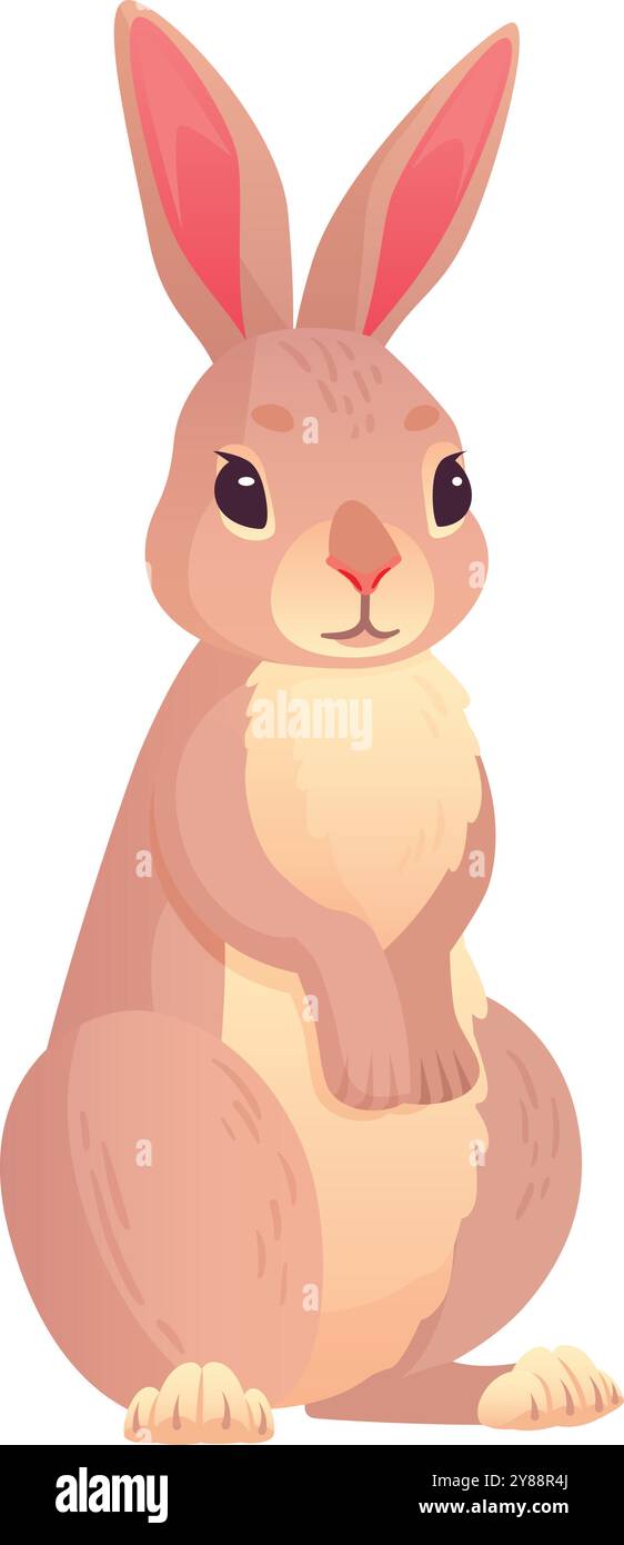 Cartoon hare character. Standing wild rabbit animal isolated on white ...