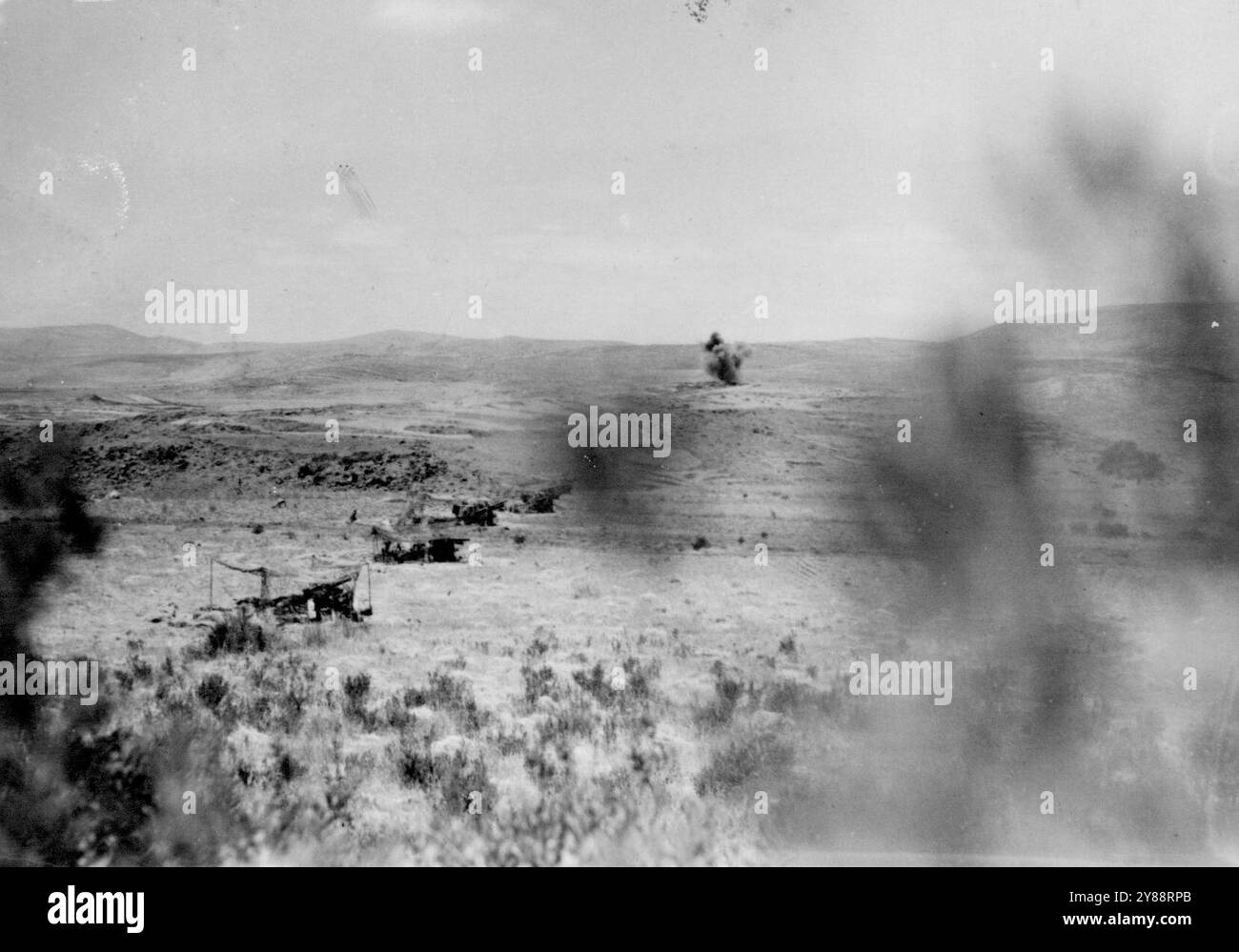French Bombard Australian Lines. Shells from French guns falling close ...