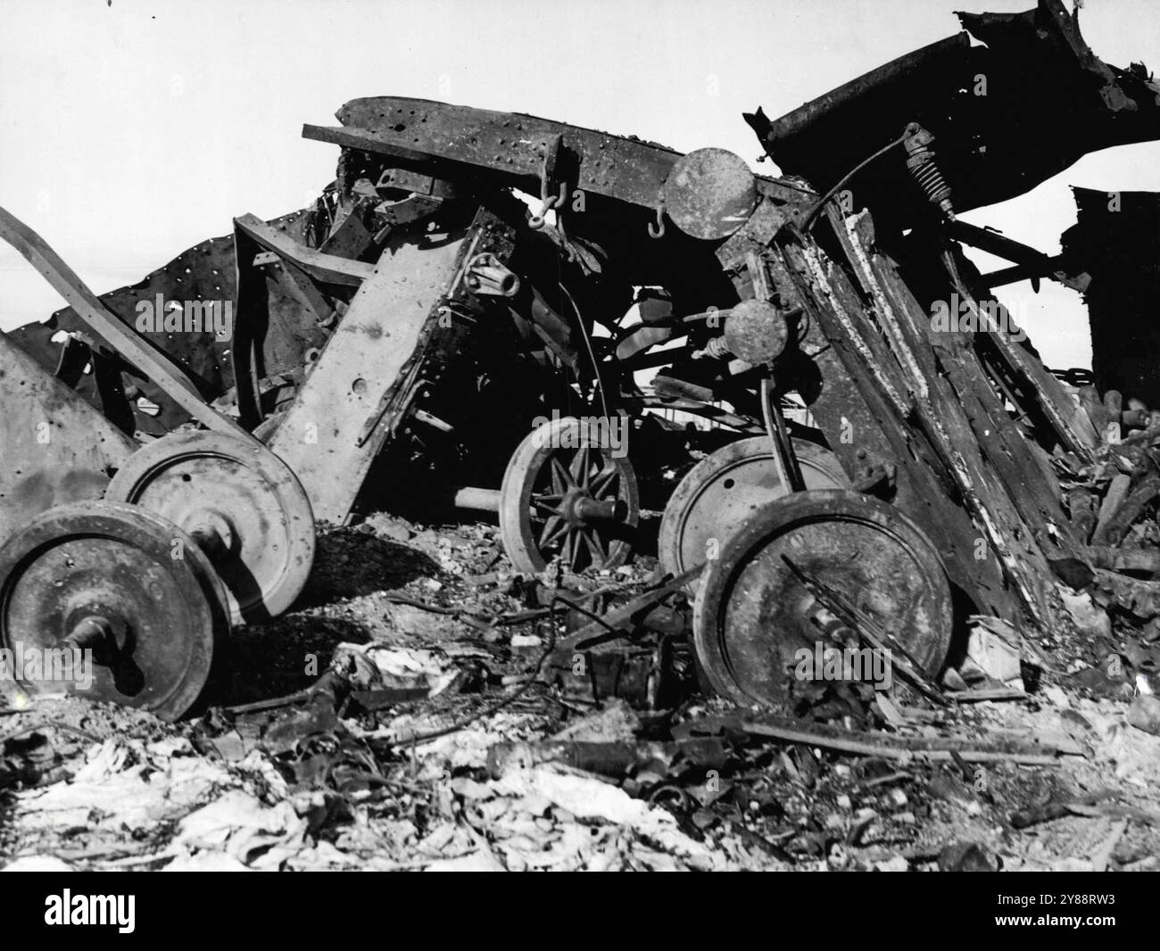 This was a train. Before a R.A.F. bomb came down this mangled heap of ...