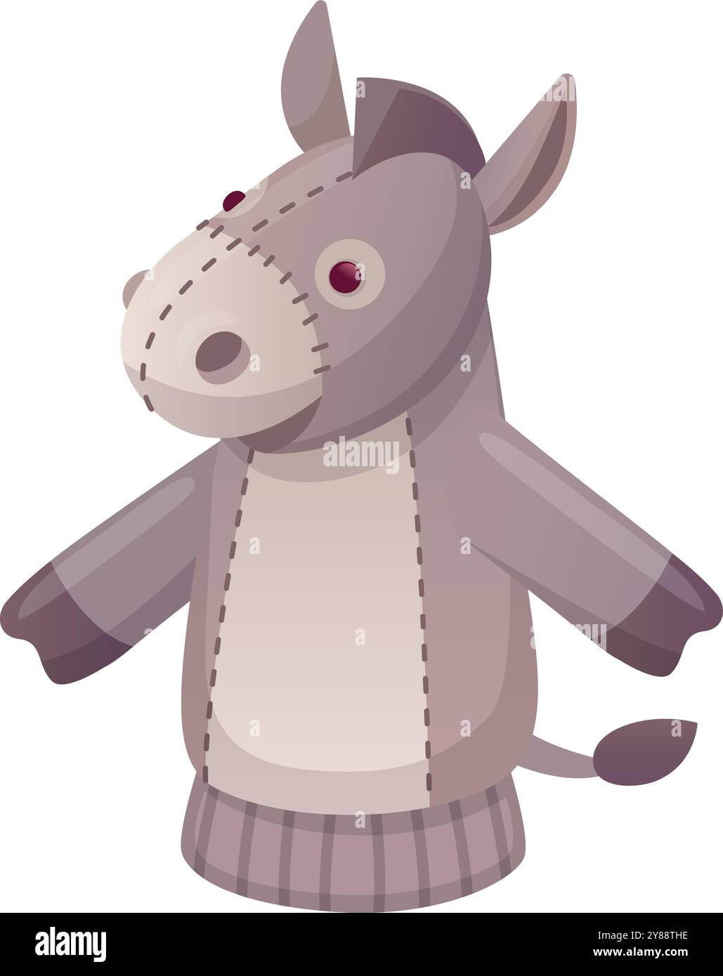 Donkey soft toy. Animal puppet. Marionette doll isolated on white ...