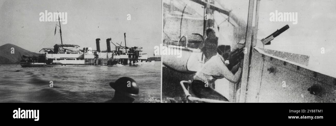 Bombing of the Panay: The Panay Sinking.The Panay just before she sank ...