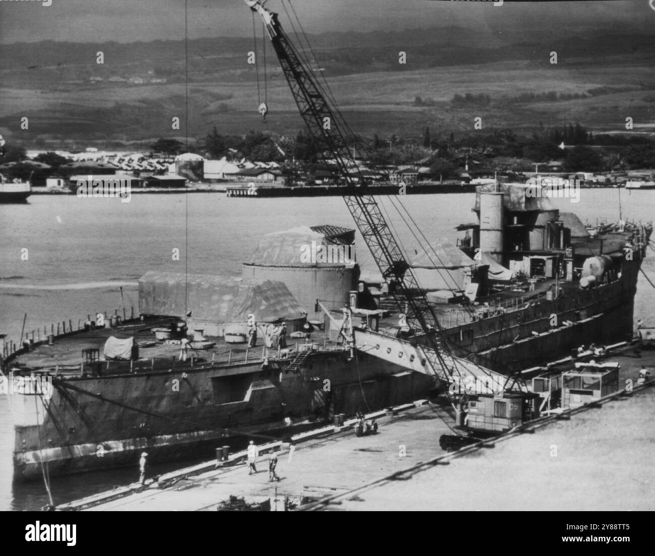 Readied For Trip to West Coast Scrap Pile -- The U.S.S. Oklahoma, first ...
