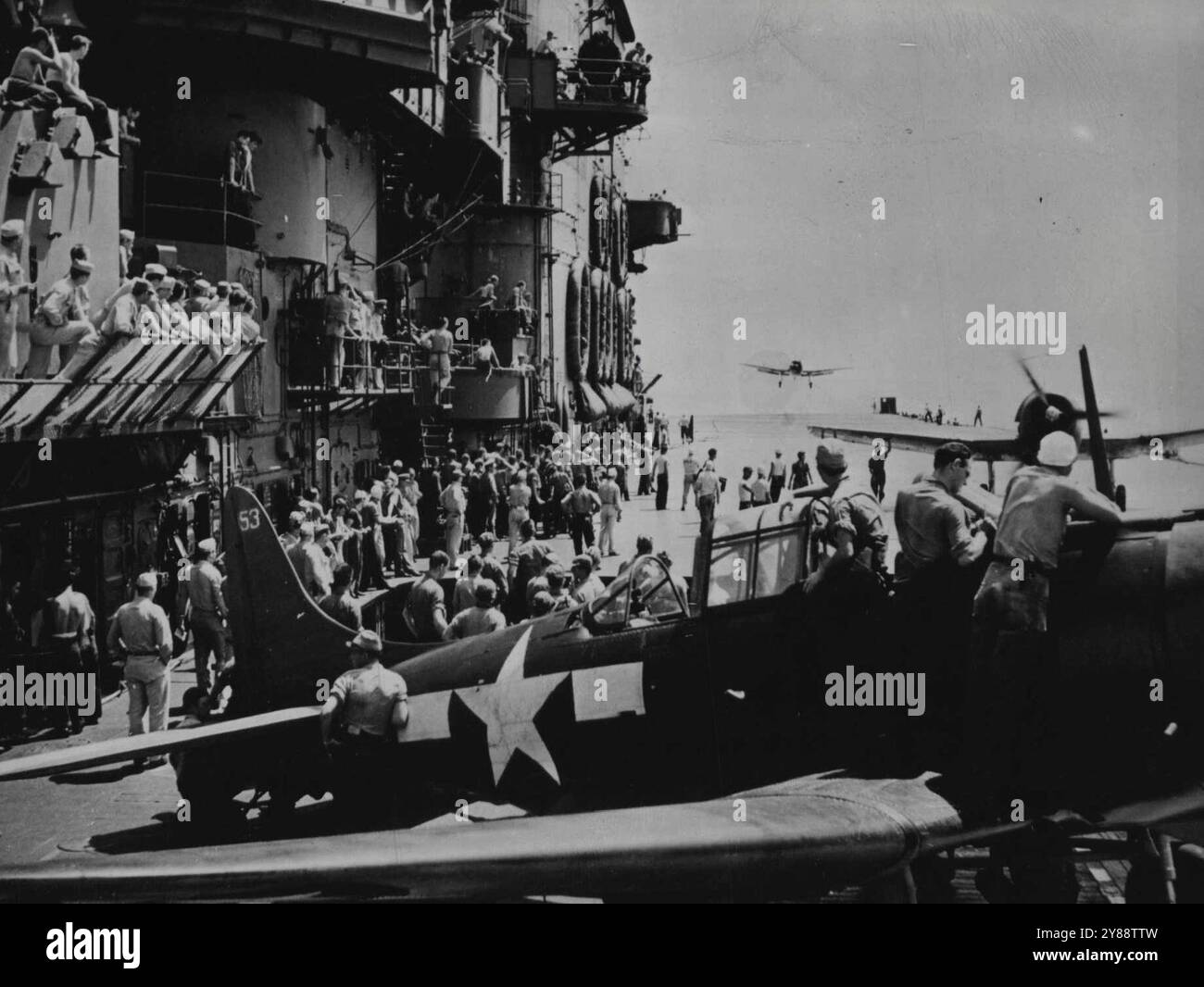 U.S. Navy Task Force Blasts Rabaul -- The deck of the U.S. Navy's ...